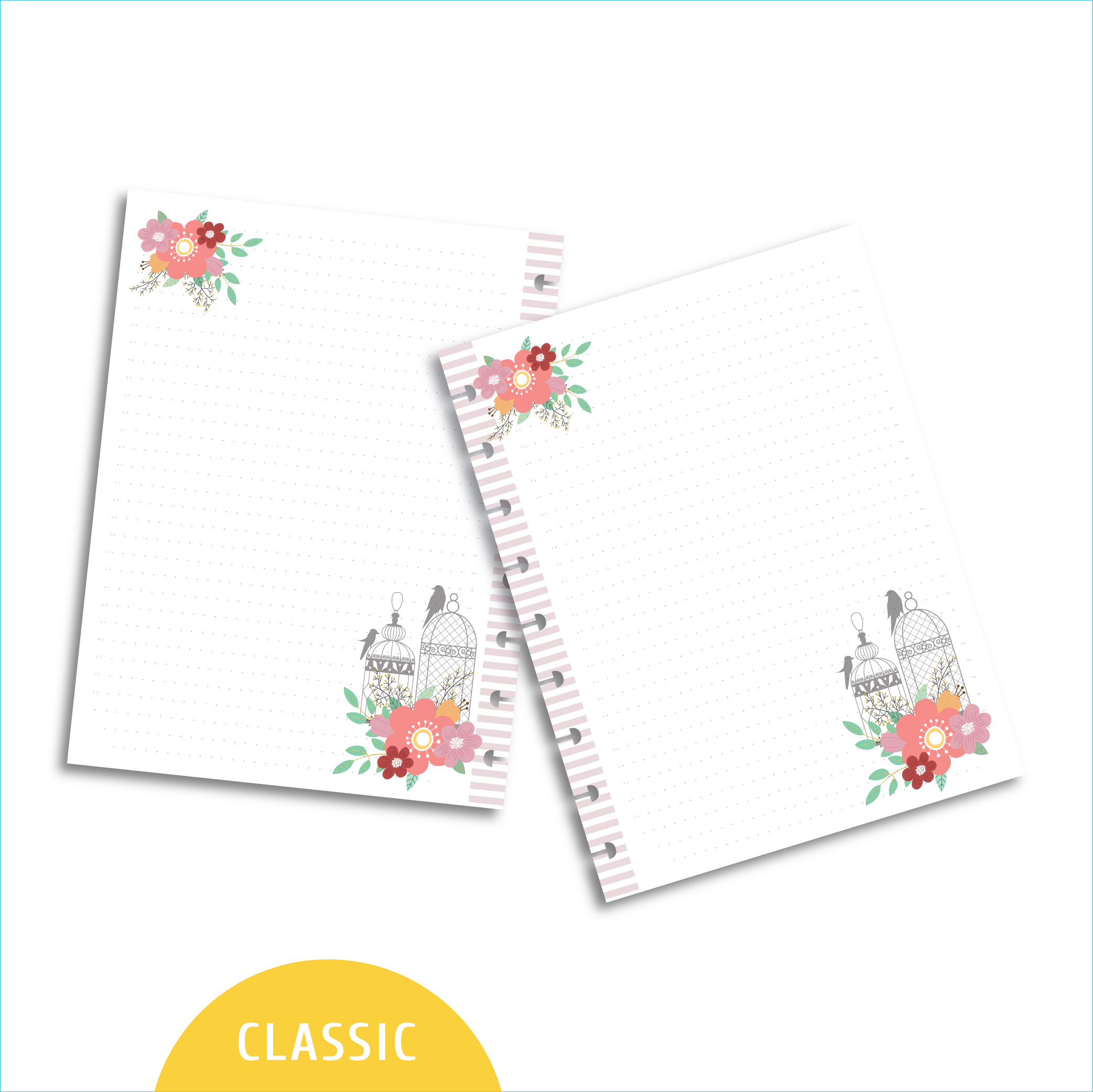 Birds and Flowers Note Planner Pages. Instant Download.