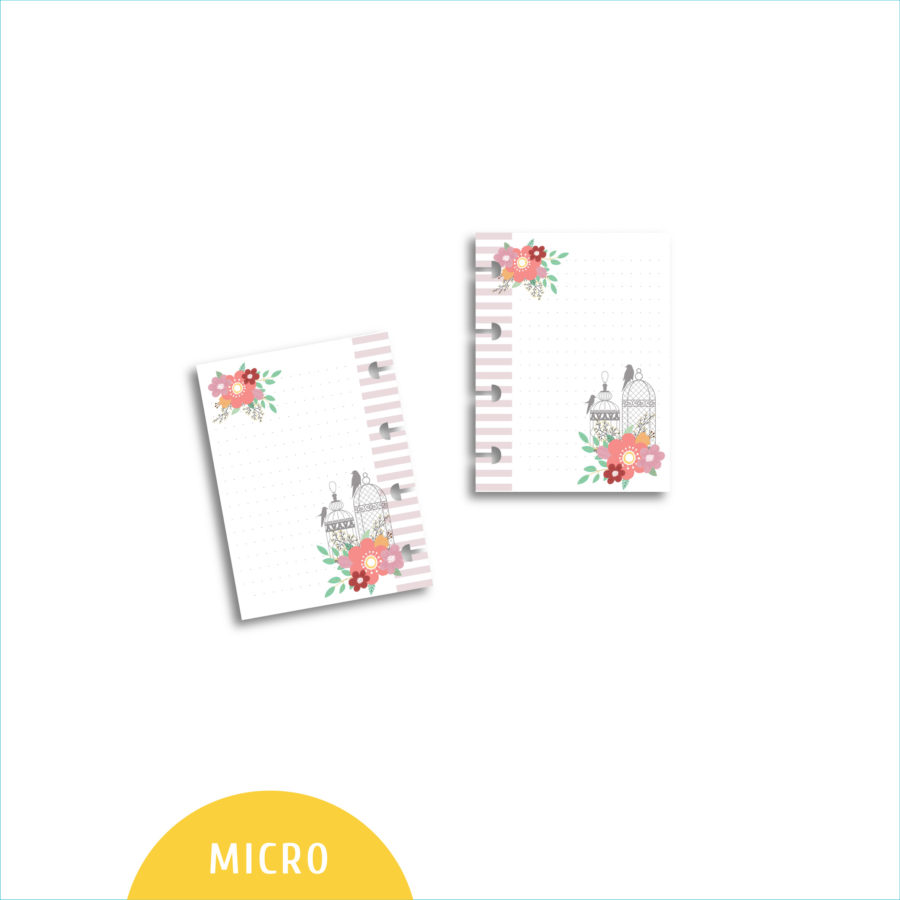 Birds and Flowers Note Planner Pages. Instant Download.