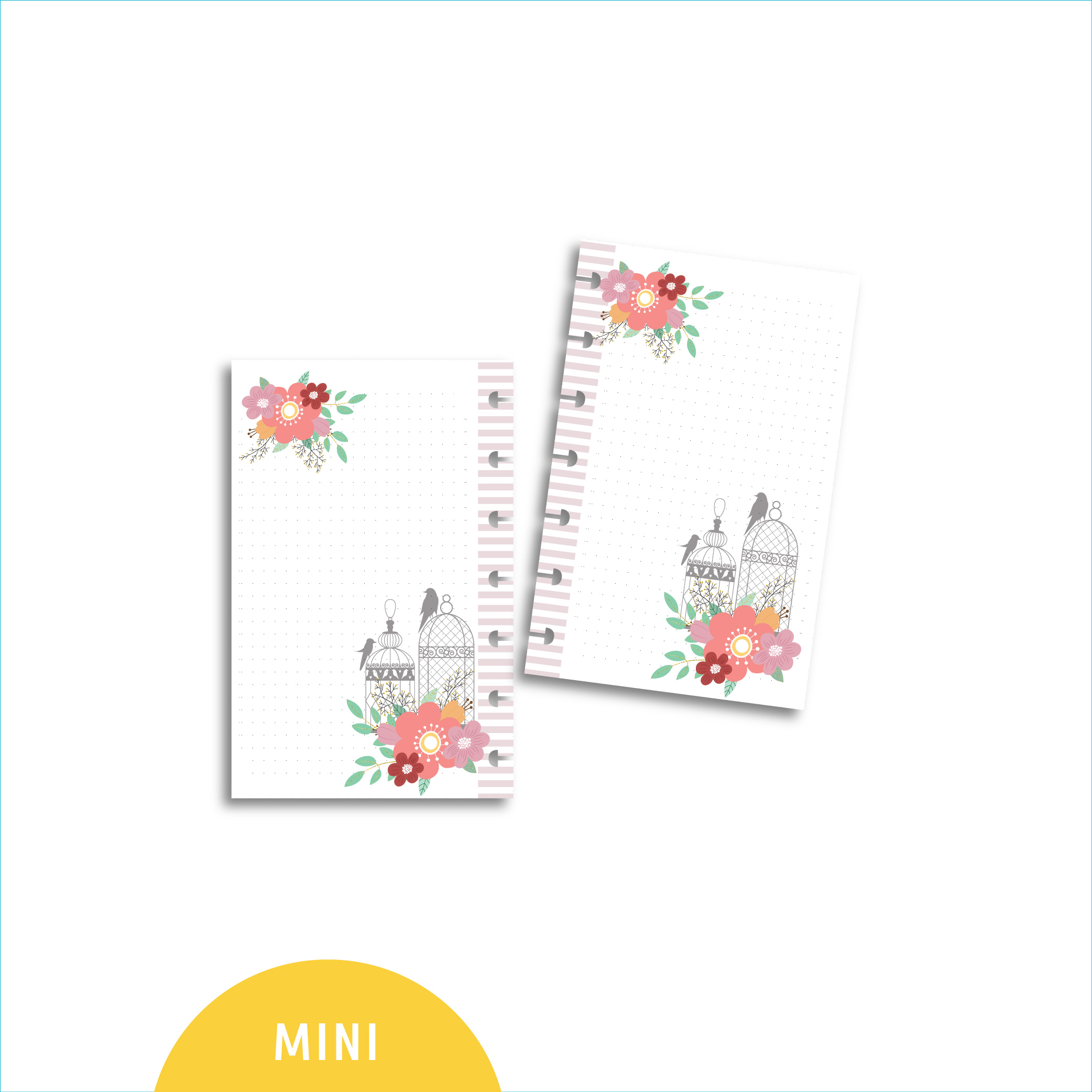 Birds and Flowers Note Planner Pages. Instant Download.
