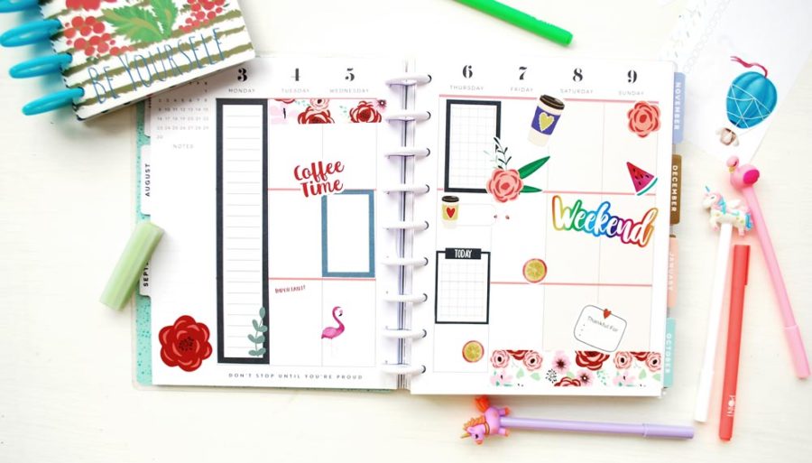 Planner spread decoration ideas for The Happy Planner Classic. August ...