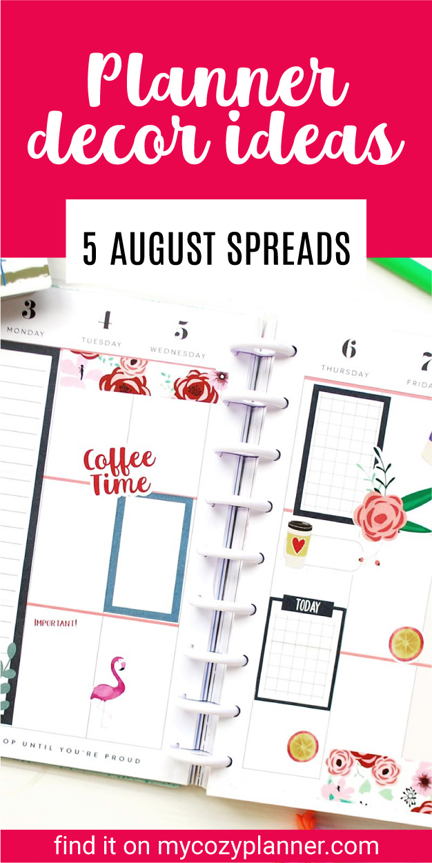 Planner spread decoration ideas for The Happy Planner Classic. August ...