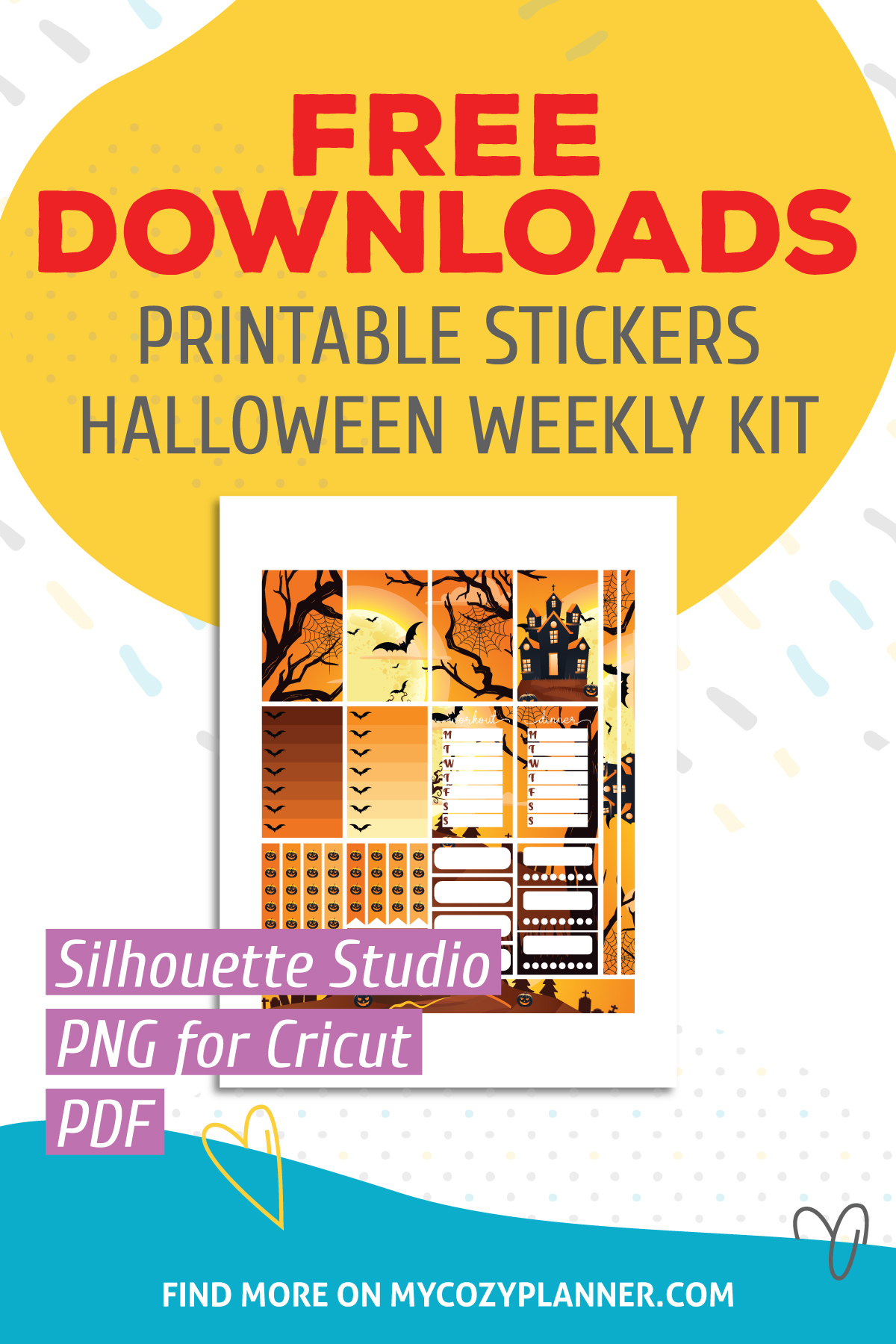 Halloween Weekly Kit. Free Printable Planner Stickers. - MY COZY PLANNER