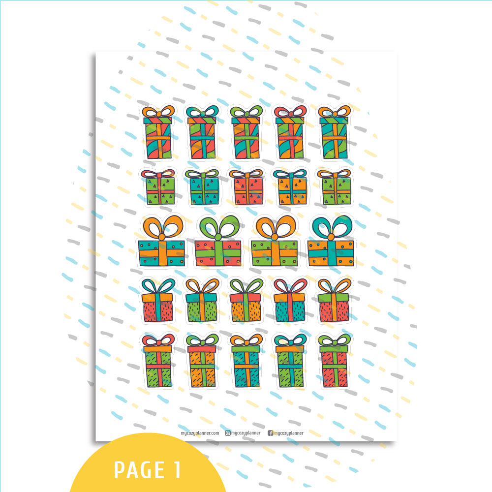 Christmas Gift Box Stickers. Printable Planner Stickers. - MY COZY PLANNER