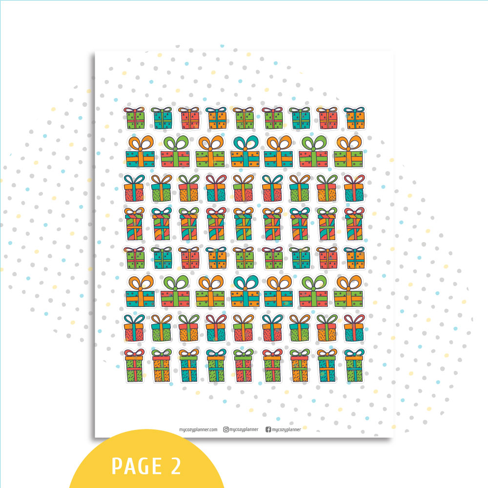 Christmas Gift Box Stickers. Printable Planner Stickers. - MY COZY PLANNER