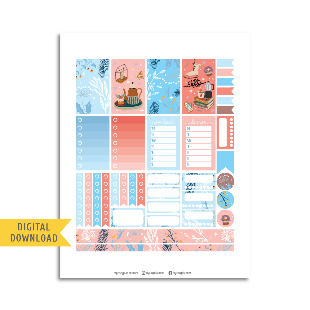 Winter Sticker Kit. Free Printable Planner Stickers. - MY COZY PLANNER