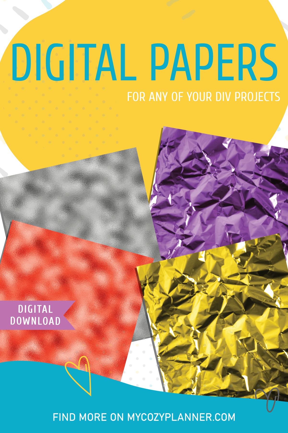 Foil Digital Papers. Instant Download.