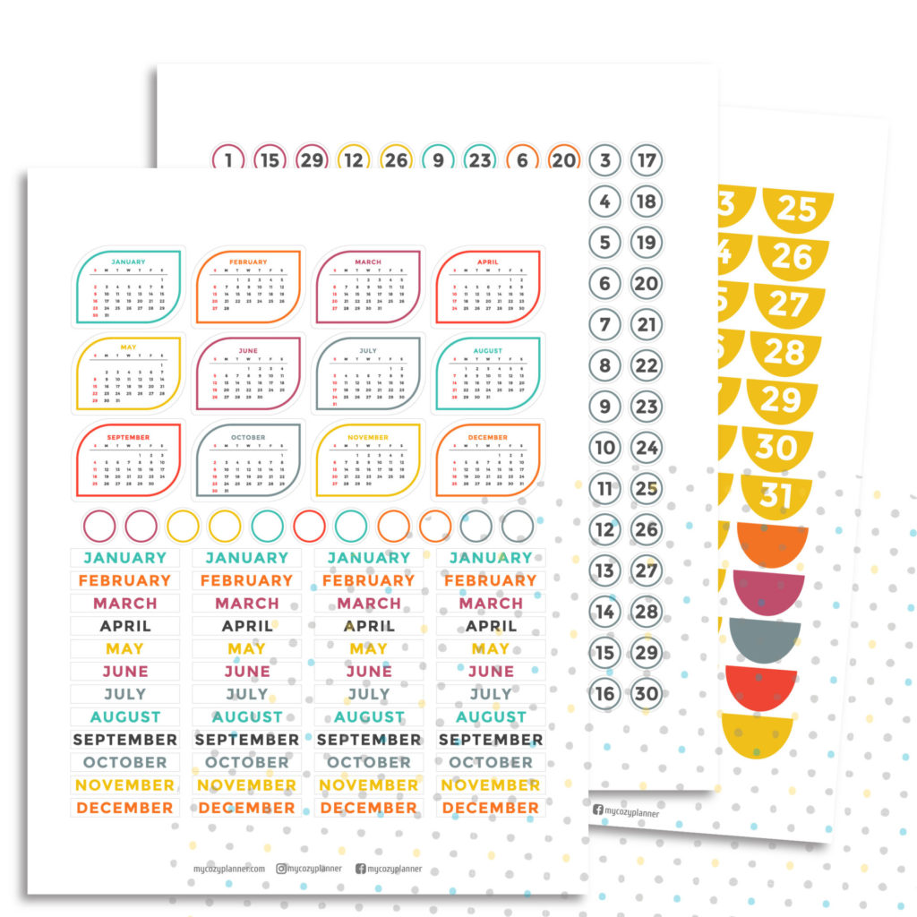 Calendar Stickers 2022. Printable Planner Stickers. - MY COZY PLANNER
