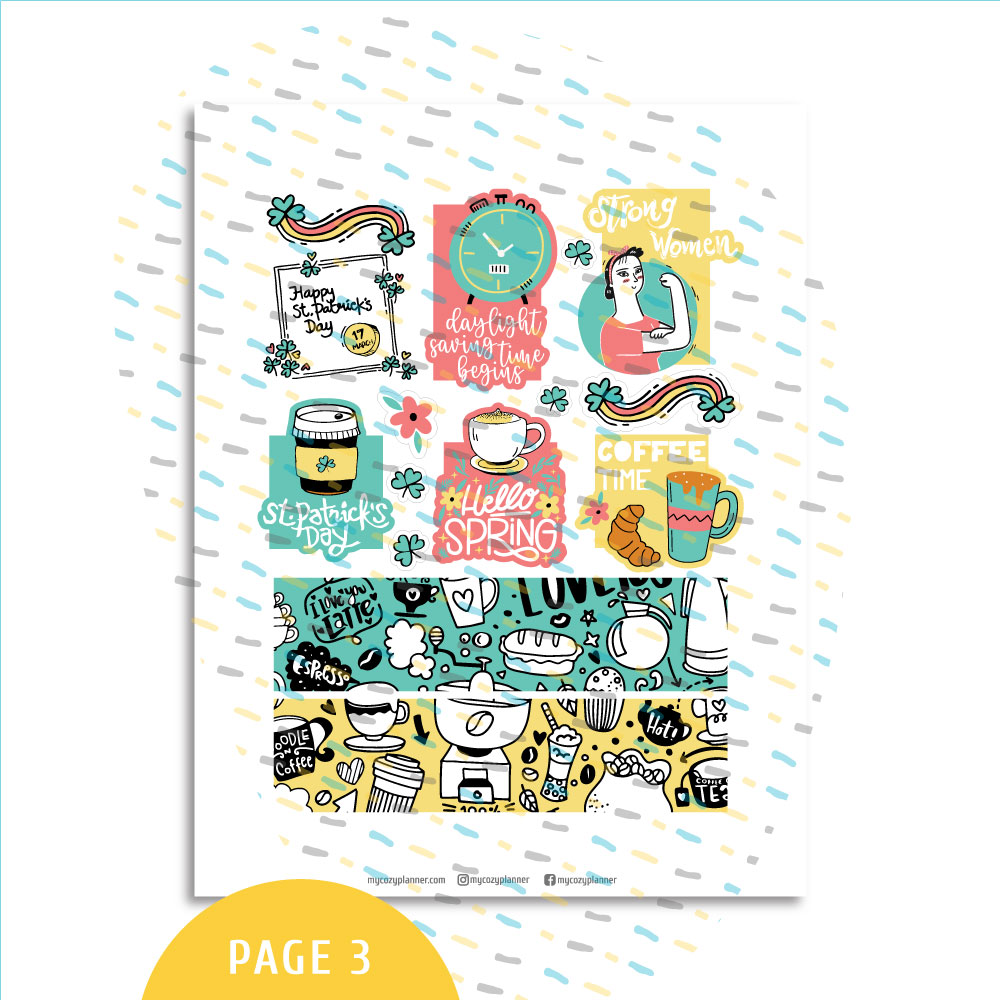 March Sticker Kit. Printable Planner Stickers. - MY COZY PLANNER