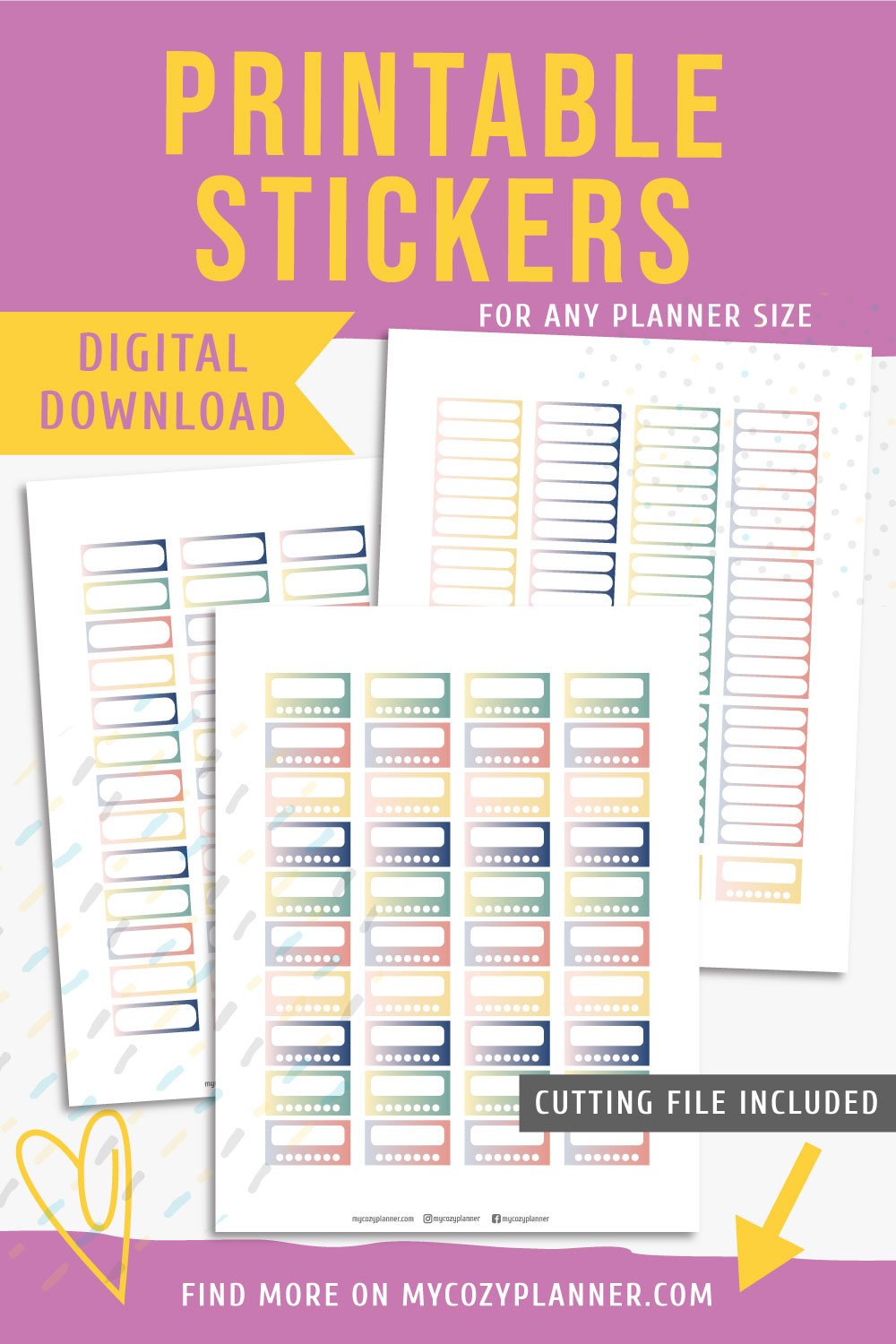 Colorful Box Stickers. Printable Planner Stickers. - MY COZY PLANNER