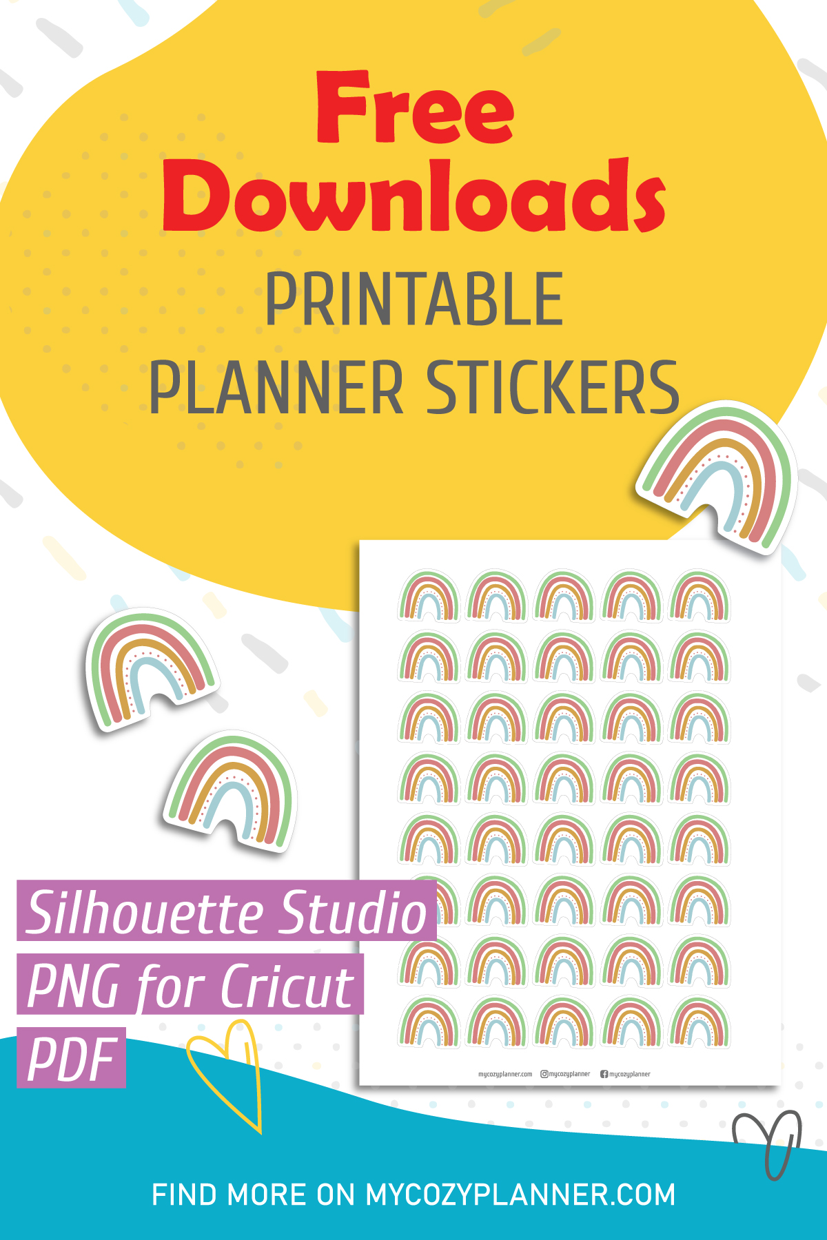 Rainbow Stickers. Free Printable Planner Stickers. - MY COZY PLANNER
