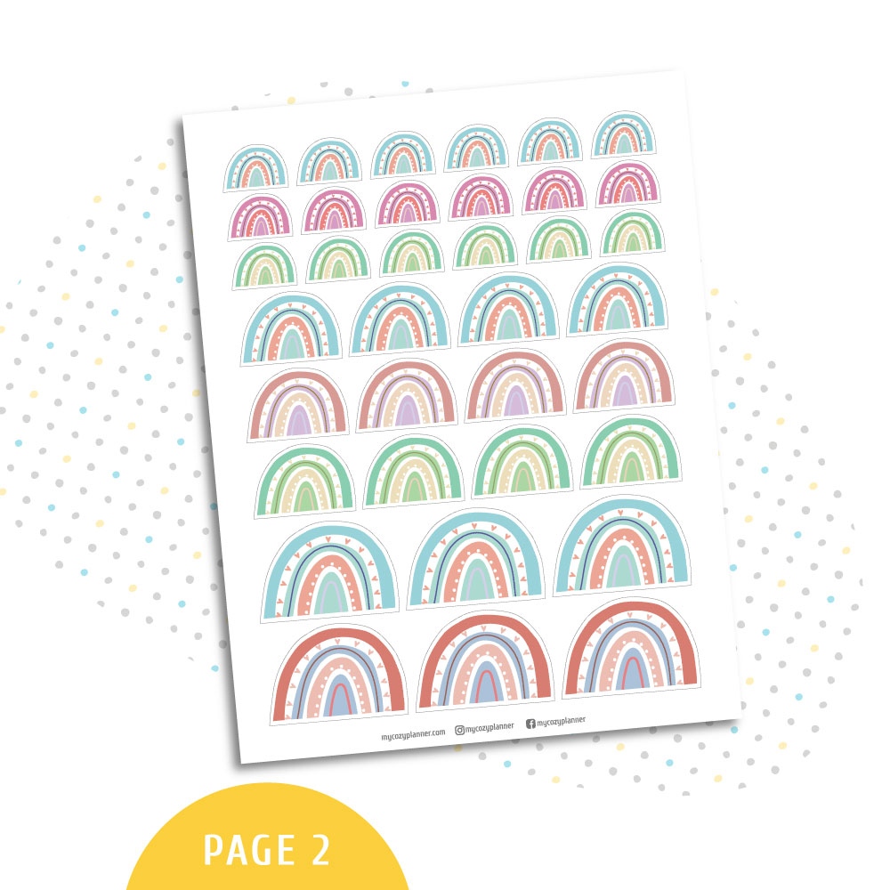 Rainbow Colors Stickers. Printable Planner Stickers. - MY COZY PLANNER