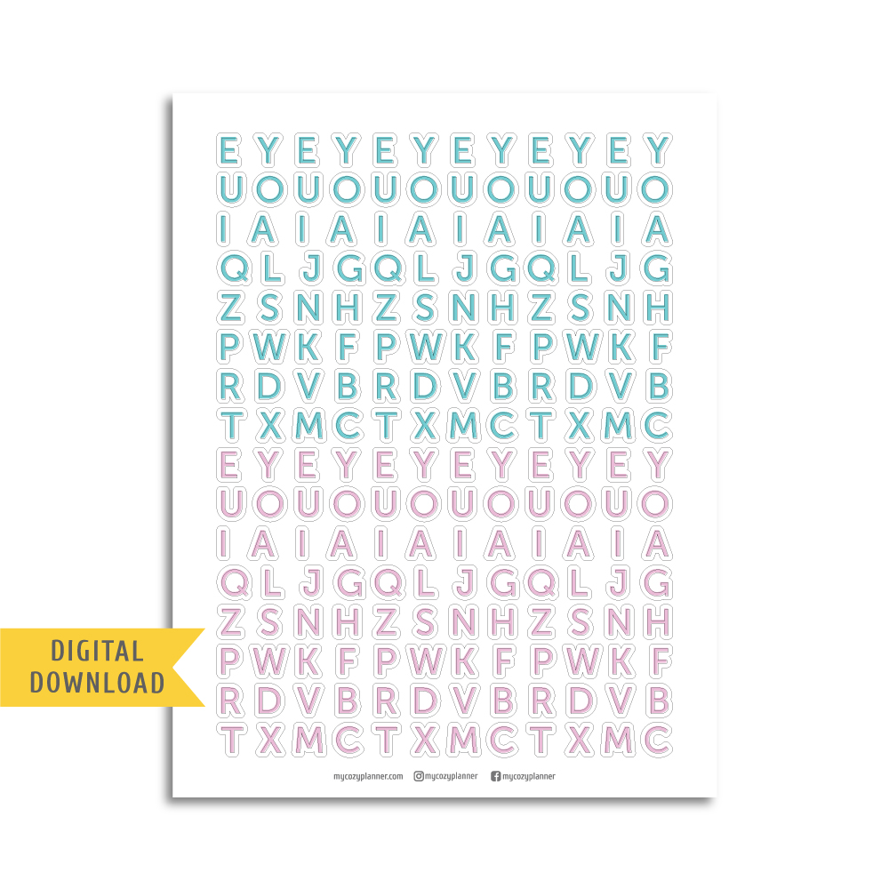 Alphabet Stickers. Free Printable Planner Stickers. - MY COZY PLANNER