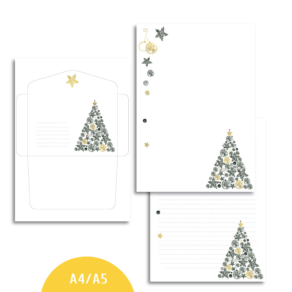 Christmas Tree Writing Paper and Envelope. Instant Download. - MY COZY ...