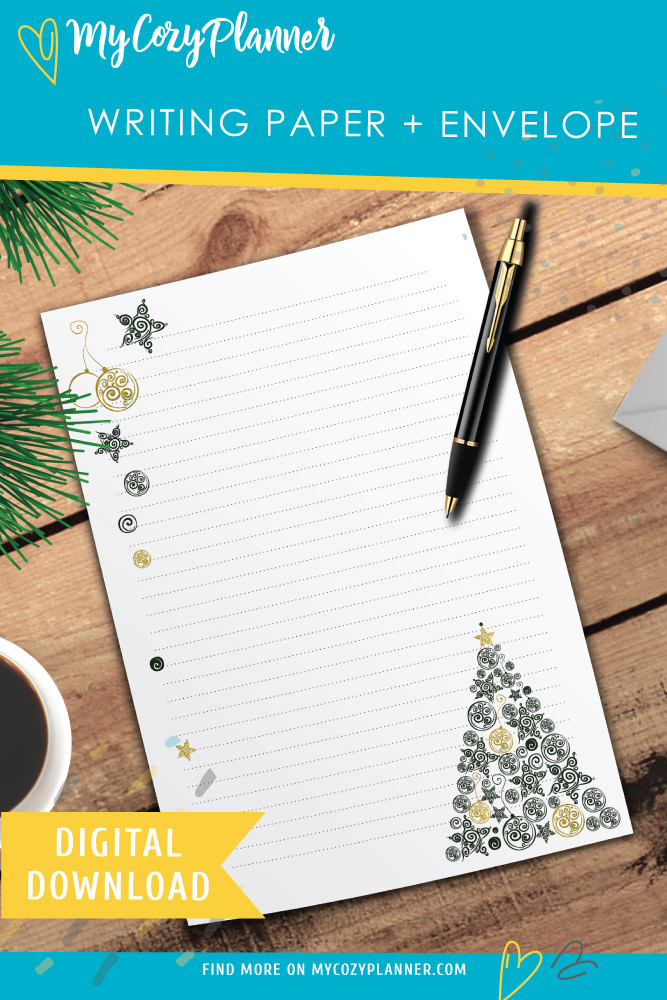 Christmas Tree Writing Paper and Envelope. Instant Download. - MY COZY ...