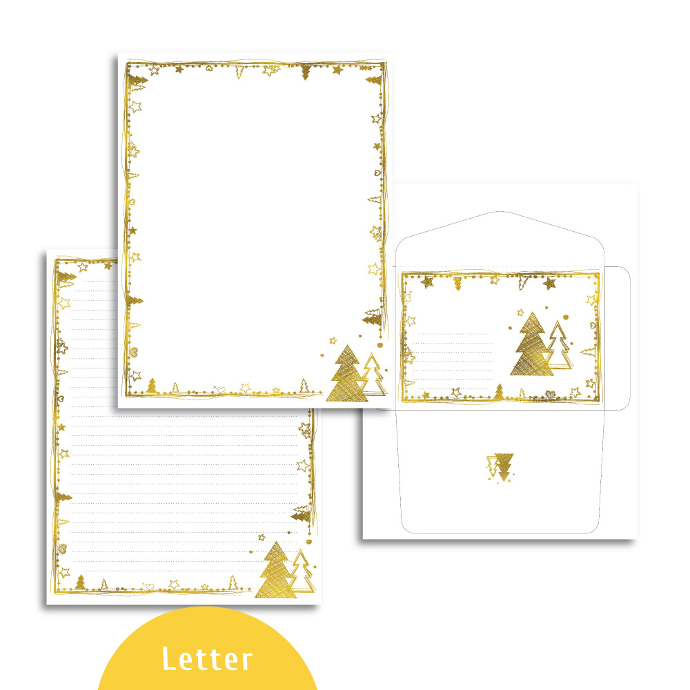 Golden Christmas Writing Paper and Envelope. Instant Download. - MY ...