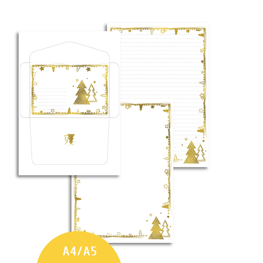 Golden Christmas Writing Paper and Envelope. Instant Download. - MY ...