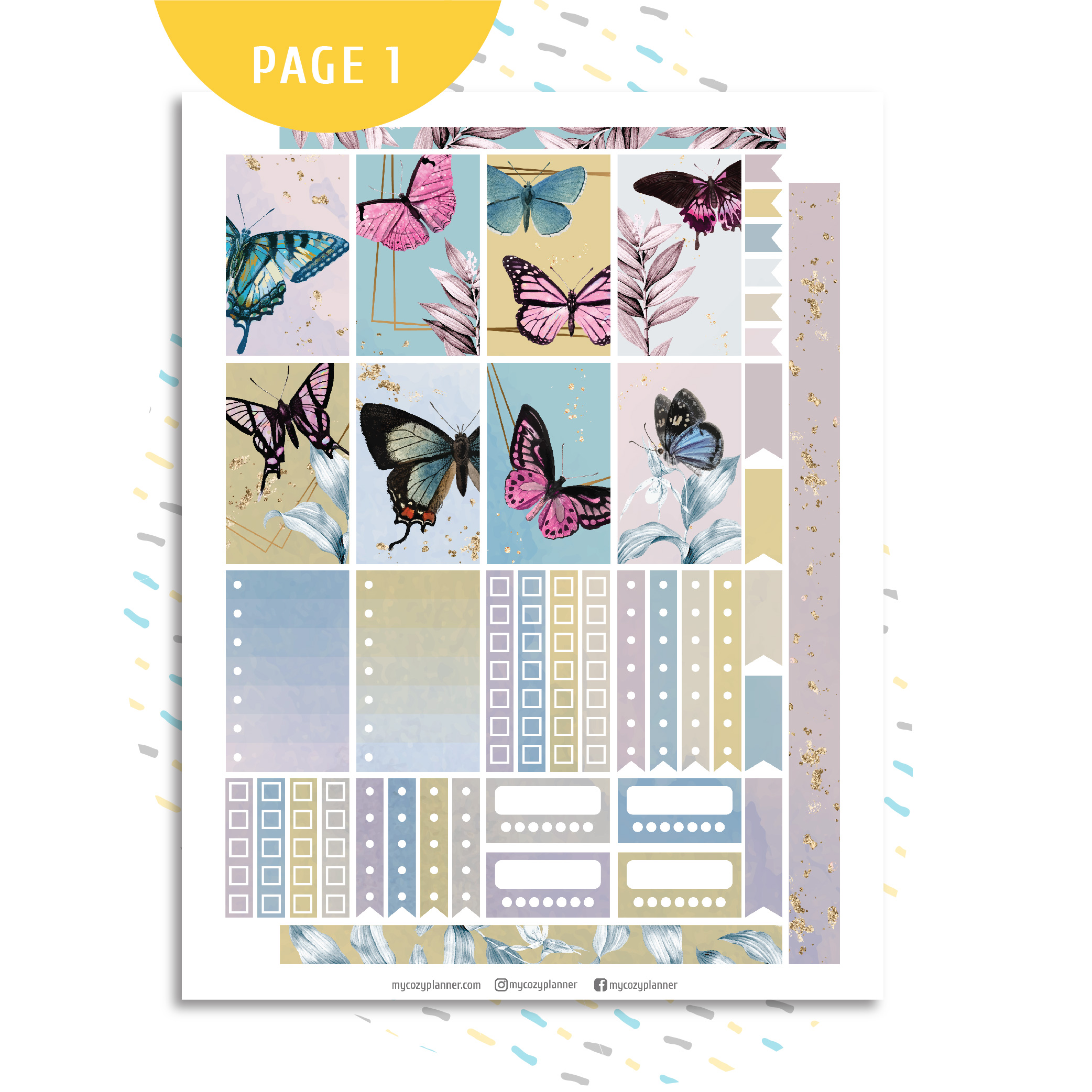 Watercolor Butterfly Sticker Kit. Printable Planner Stickers. - MY COZY ...