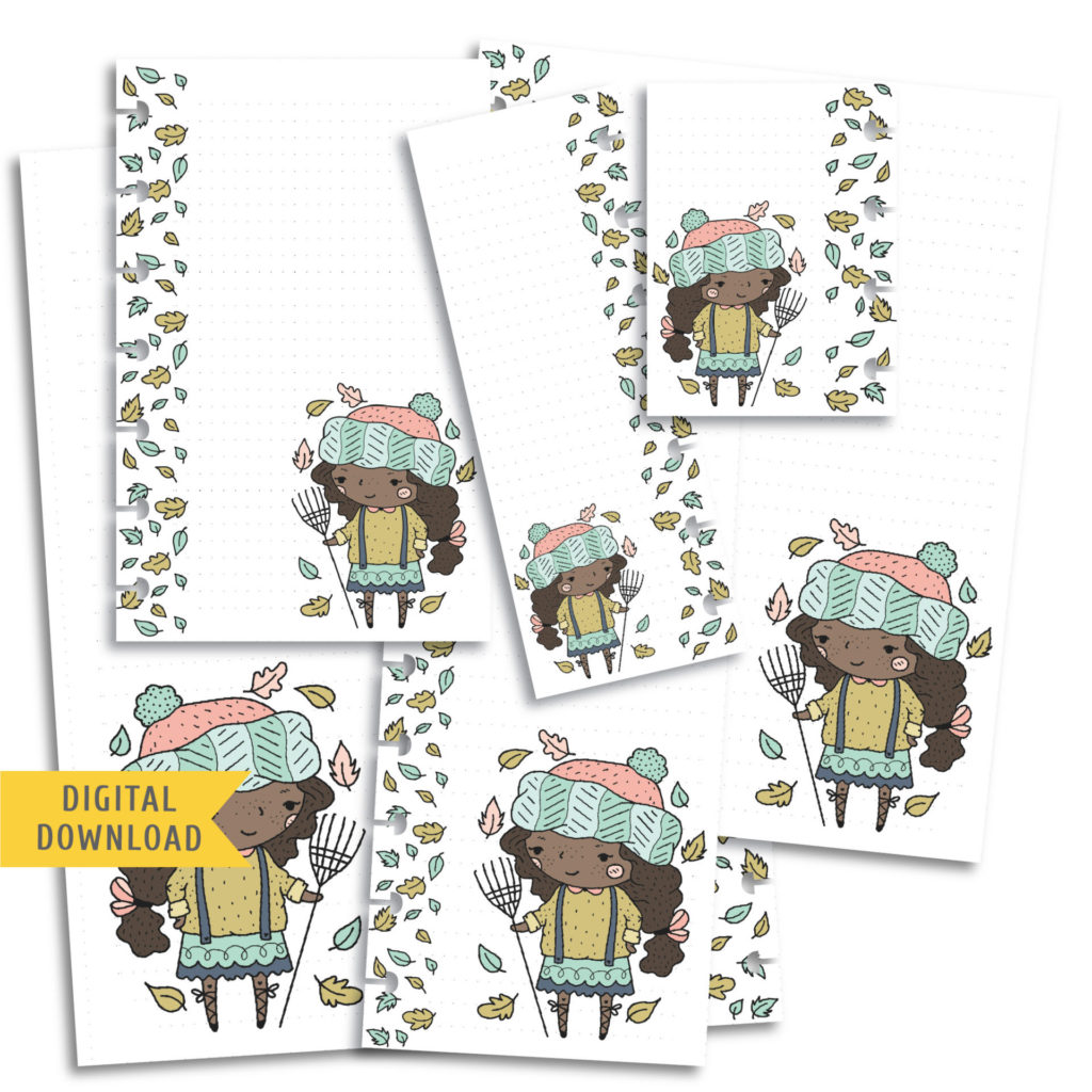 Cute Fall Girl Note Planner Pages. Instant Download.