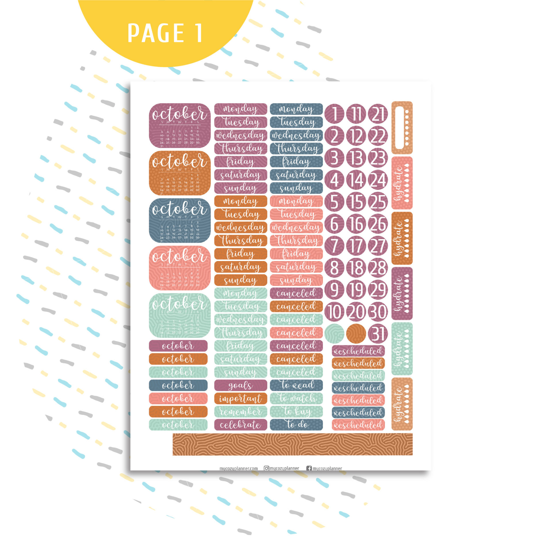 October Sticker Kit. Printable Planner Stickers. - MY COZY PLANNER