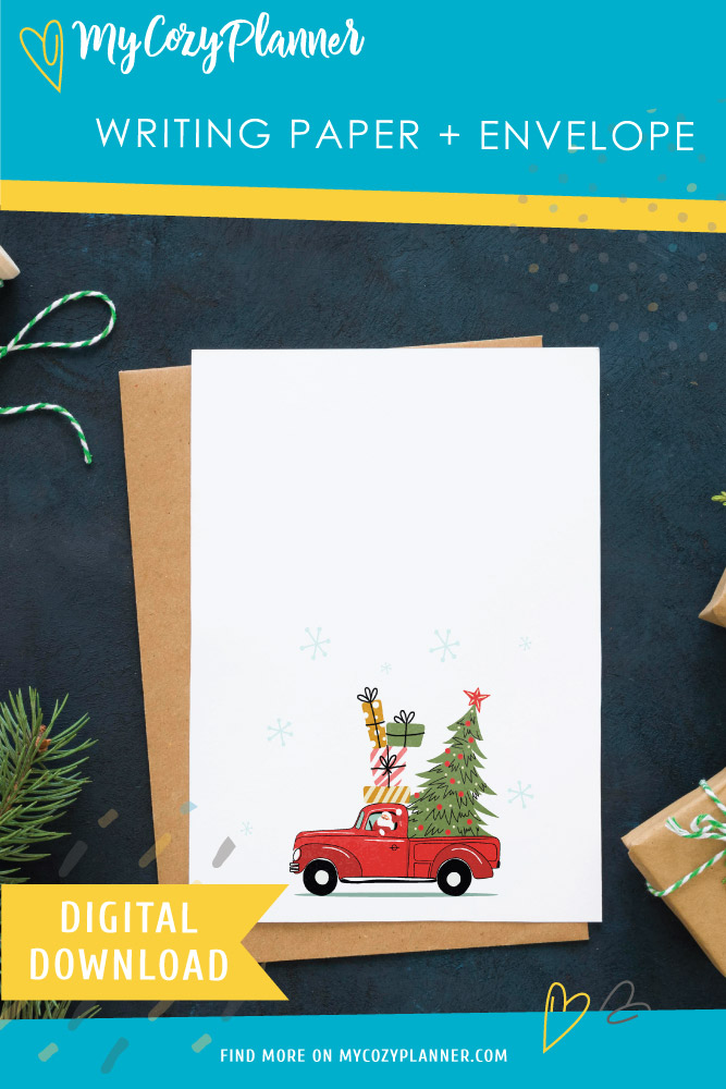 Christmas Car Writing Paper and Envelope. Instant Download. - MY COZY ...