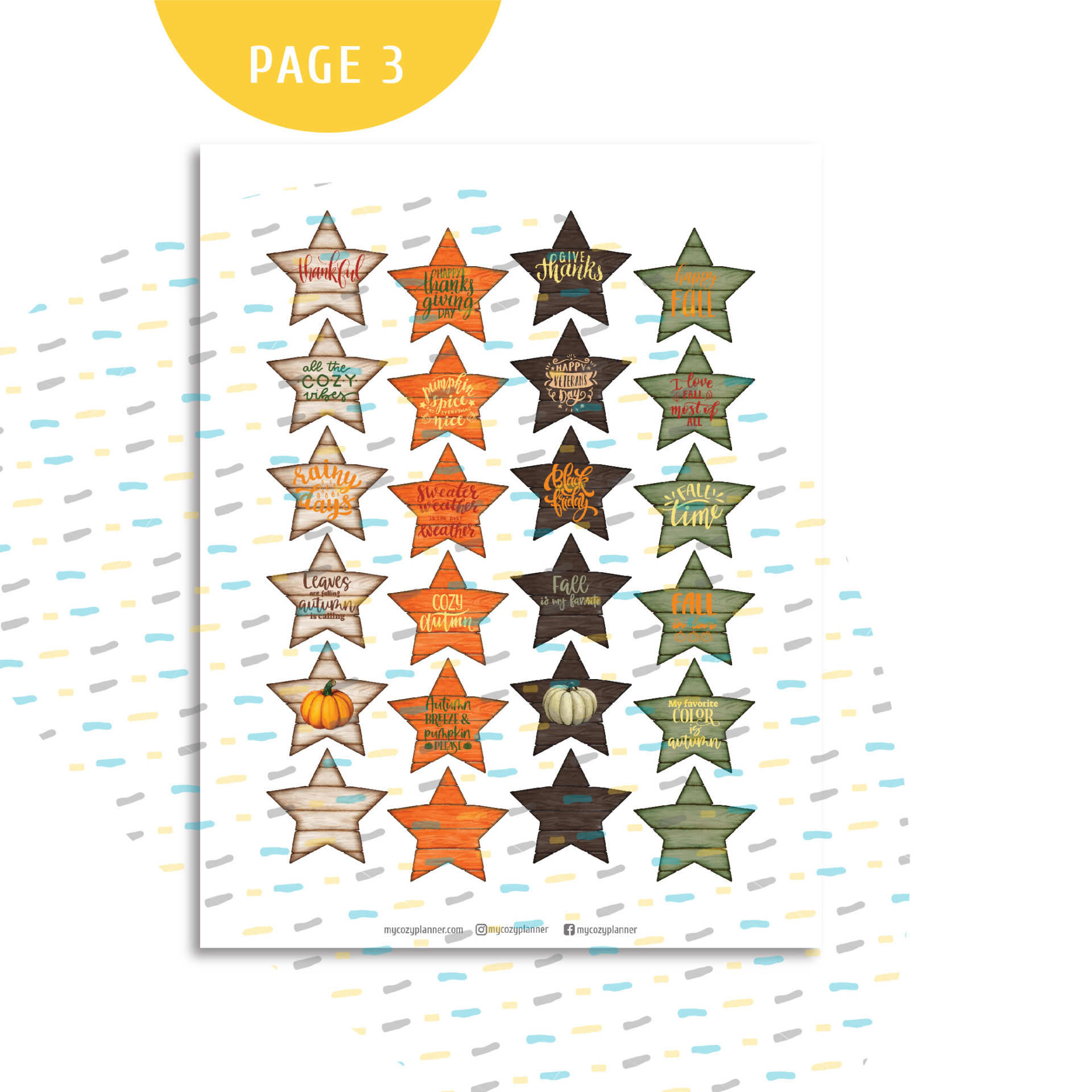November Sticker Kit. Printable Planner Stickers. - MY COZY PLANNER