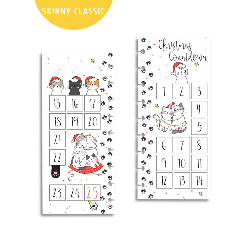 Christmas Cat Countdown Planner Pages. Instant Download.