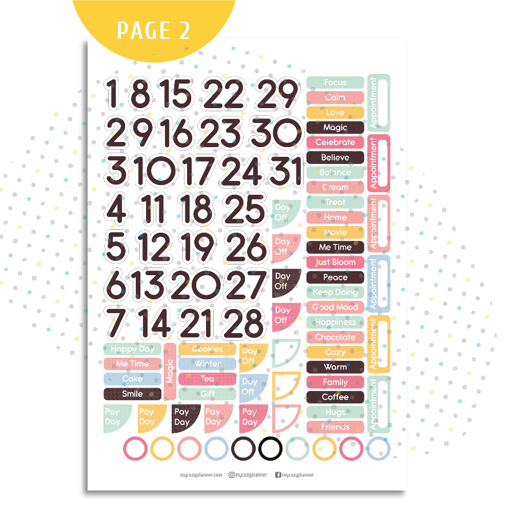 Doodle Love Monthly Sticker Kit. Printable Planner Stickers. - MY COZY ...