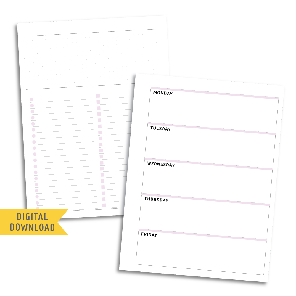 Work Week Planner Layout Temptate. Free Digital Download. - MY COZY PLANNER