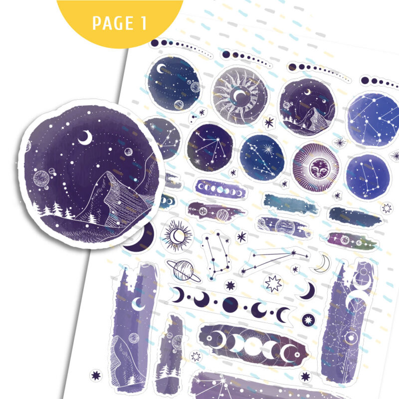 Mystery Galaxy Stickers. Printable Planner Stickers. - MY COZY PLANNER