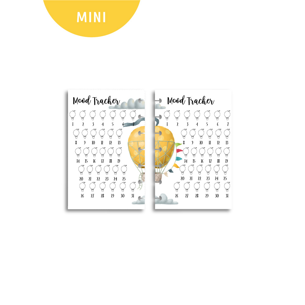 Hot Air Balloon Mood Tracker Planner Pages. Instant Download.
