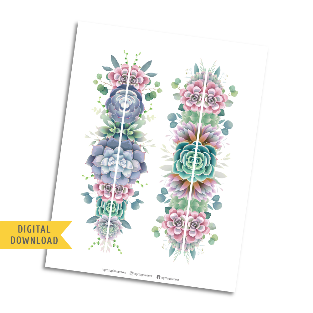 Succulent Border Stickers. Free Printable Planner Stickers. - MY COZY ...