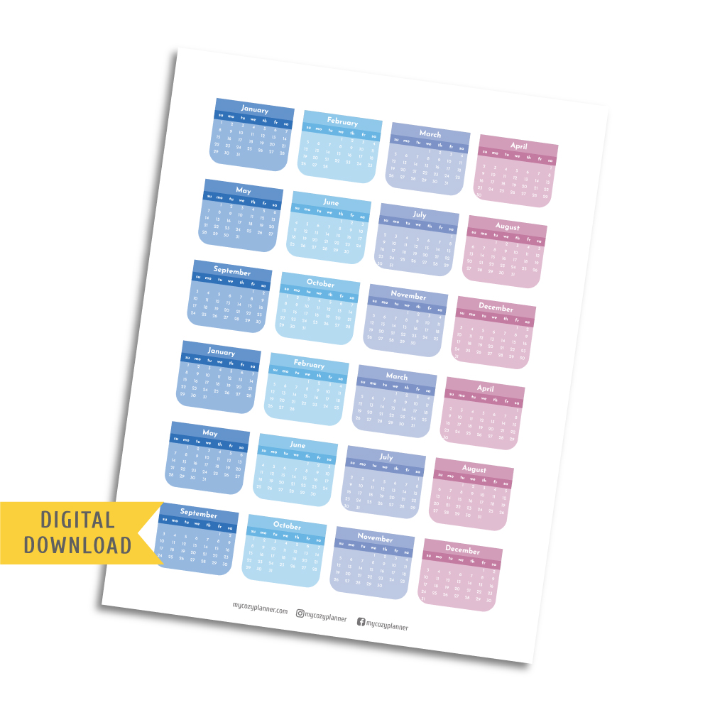 2023 Calendar Stickers. Free Planner Printables. - MY COZY PLANNER