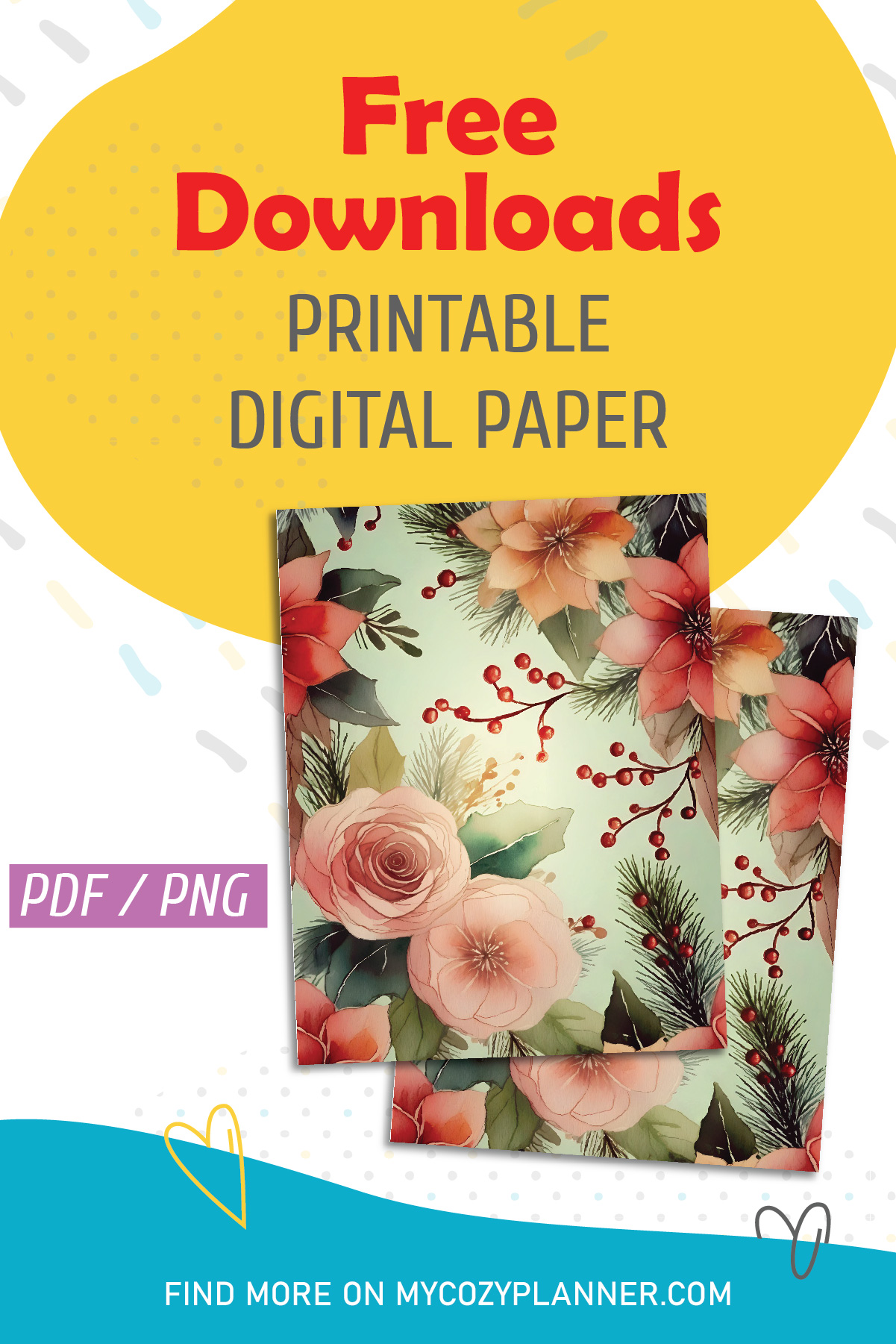 Frosty Flower Papers. Free Printable Papers. - MY COZY PLANNER