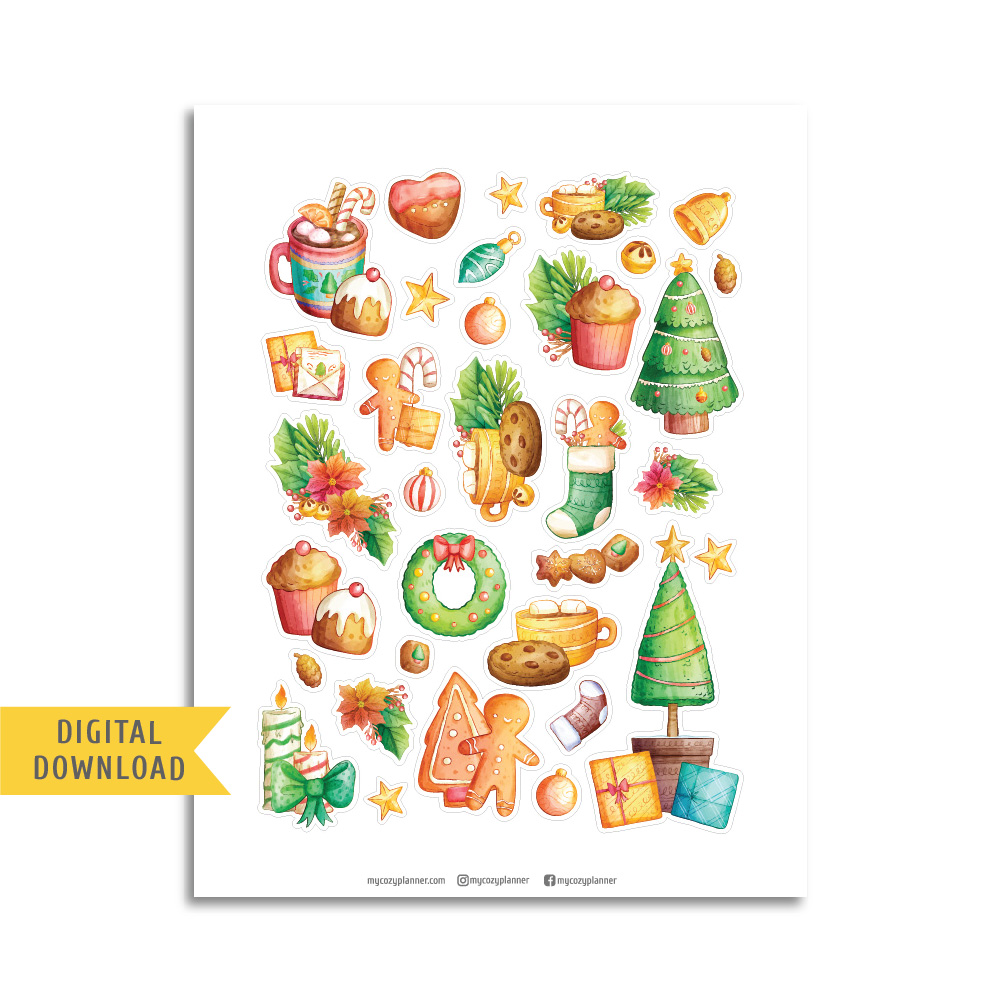 Christmas Sweets. Free Printable Planner Stickers. - MY COZY PLANNER