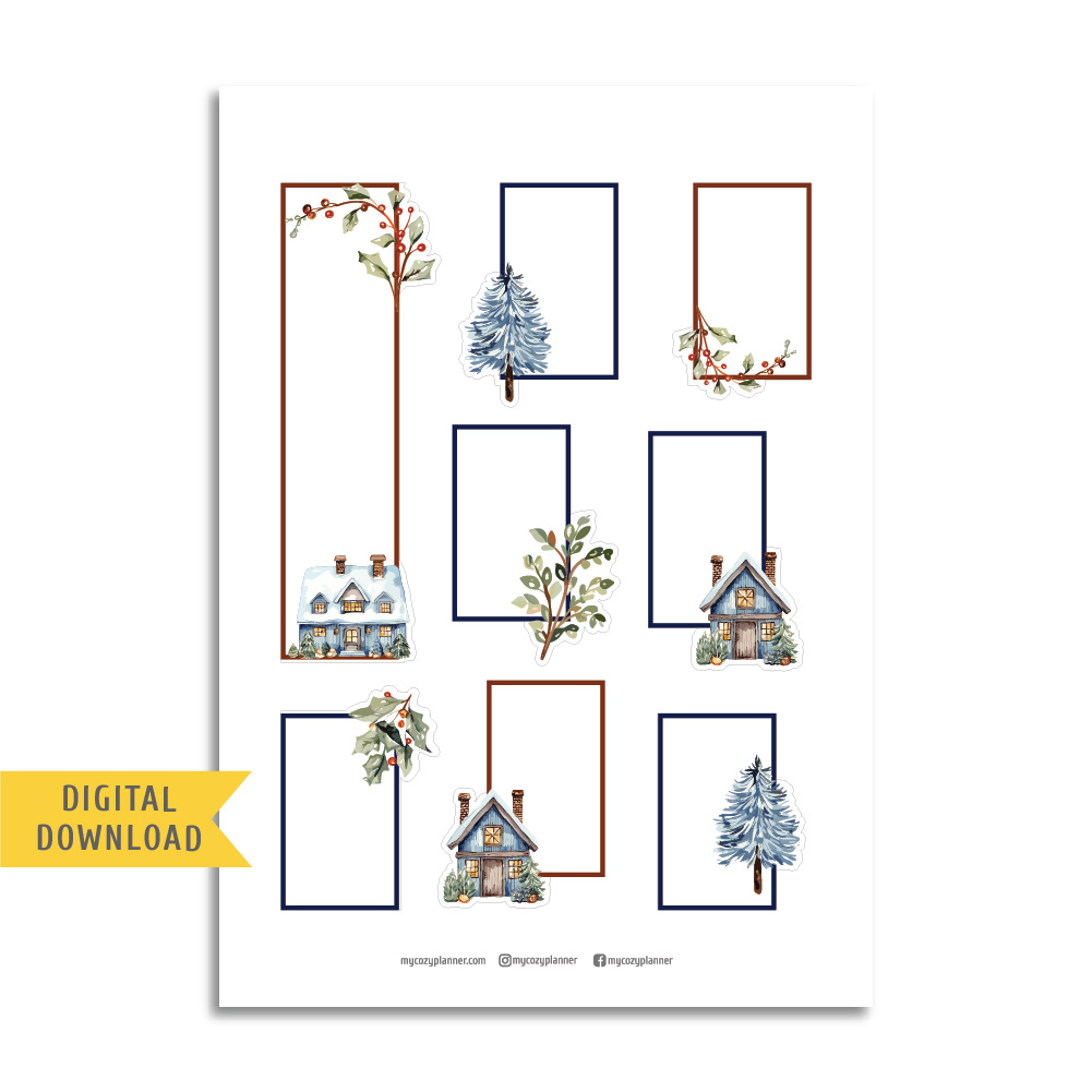 Cozy Frame Stickers. Free Printable Planner Stickers. - MY COZY PLANNER