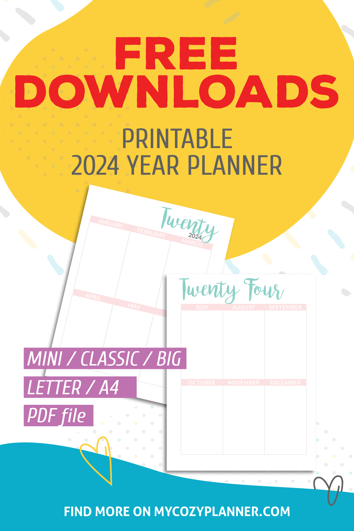 2024 Year Planner. Free Digital Download. - MY COZY PLANNER