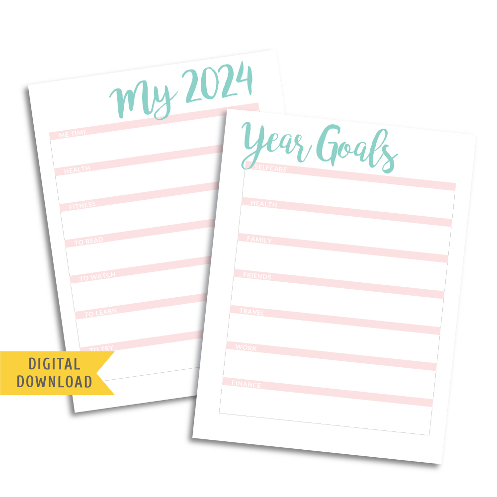 2024 Year Goals Template. Free Digital Download. - MY COZY PLANNER