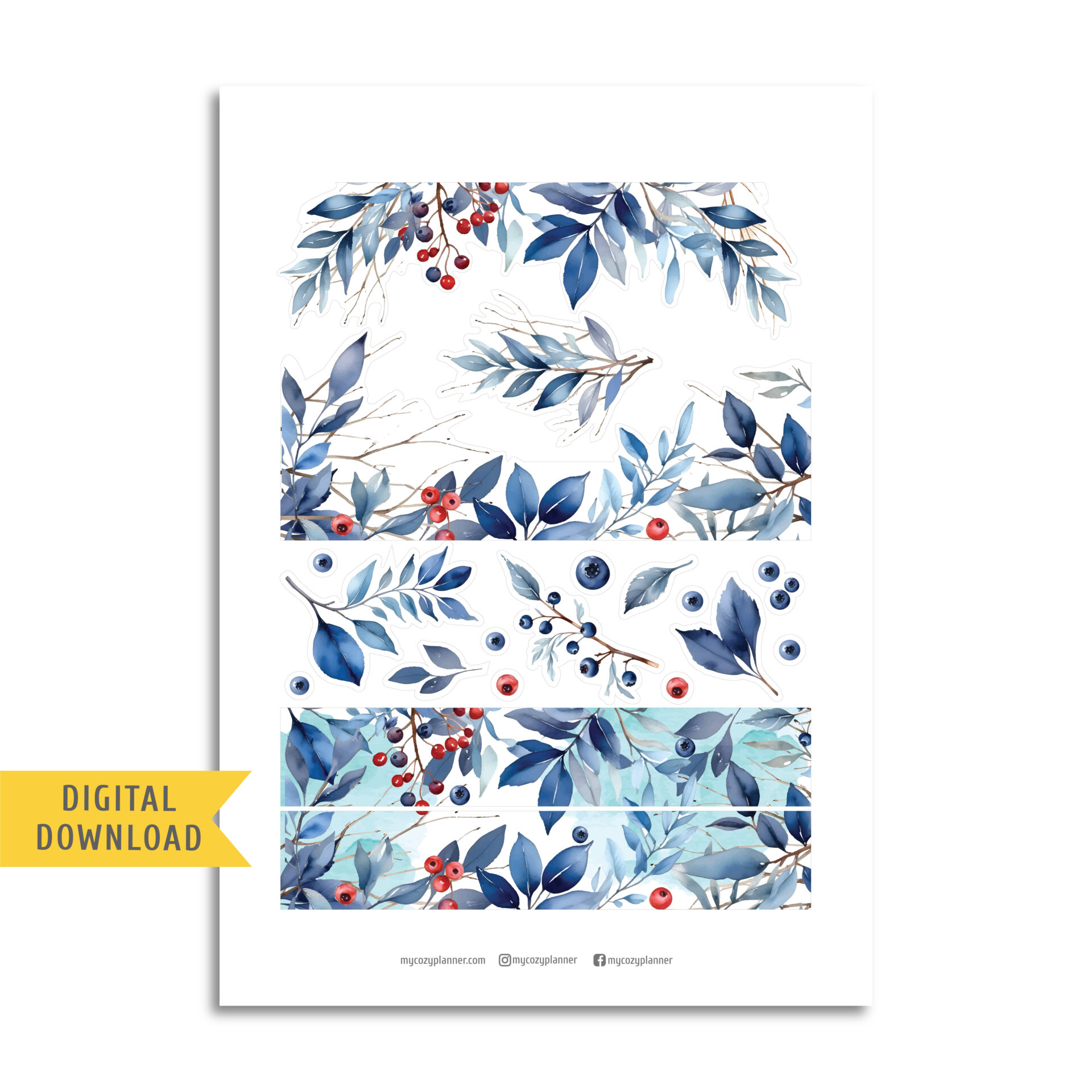 Winter Border Stickers. Free Printable Planner Stickers. - MY COZY PLANNER