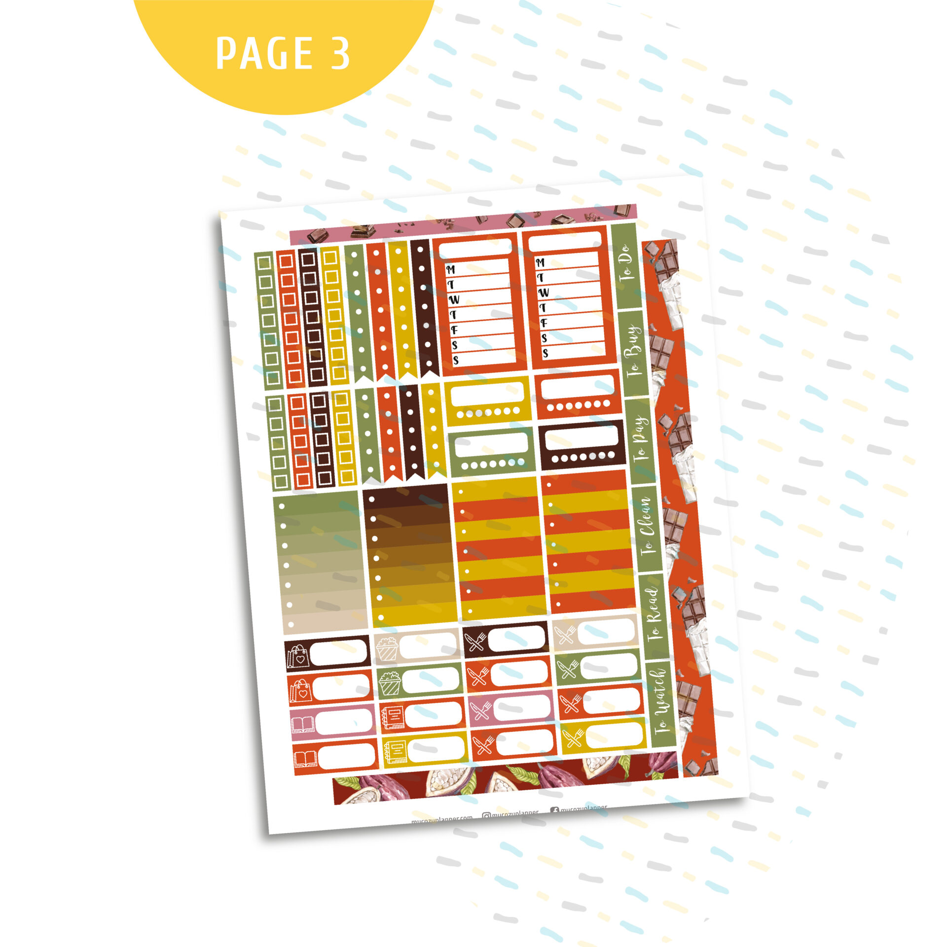 Chocolate Sticker Kit. Printable Planner Stickers. - MY COZY PLANNER