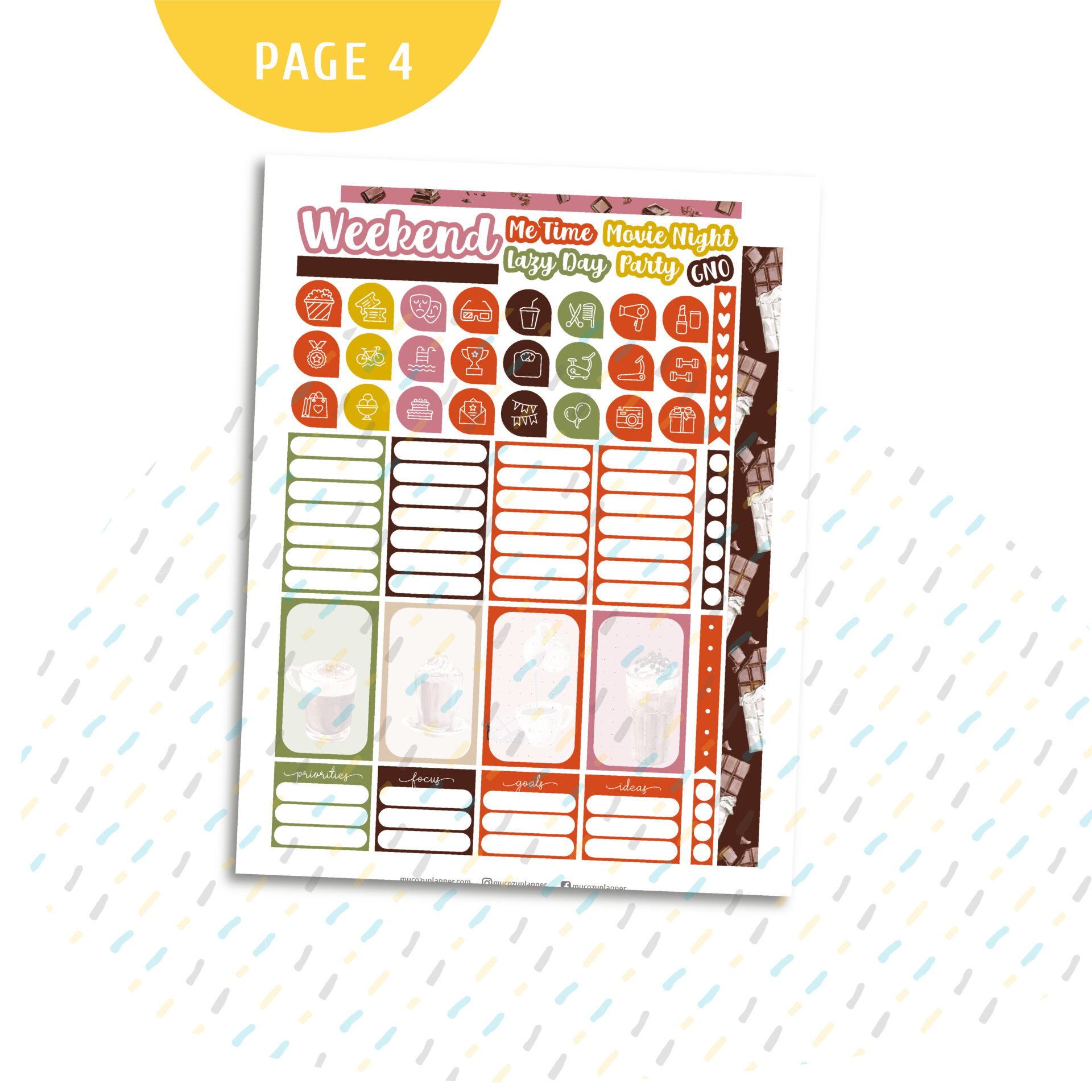 Chocolate Sticker Kit. Printable Planner Stickers. - MY COZY PLANNER