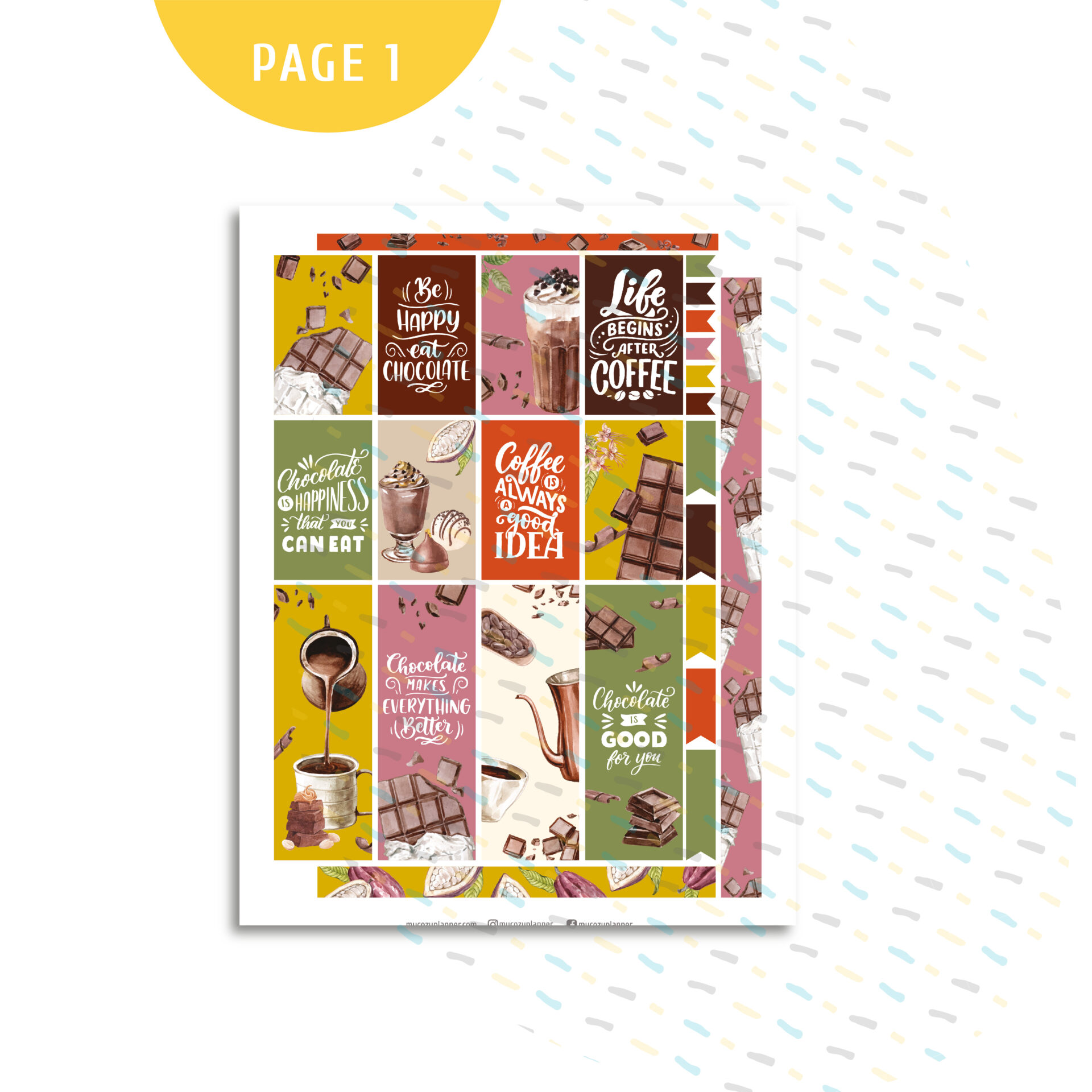 Chocolate Sticker Kit. Printable Planner Stickers. - MY COZY PLANNER
