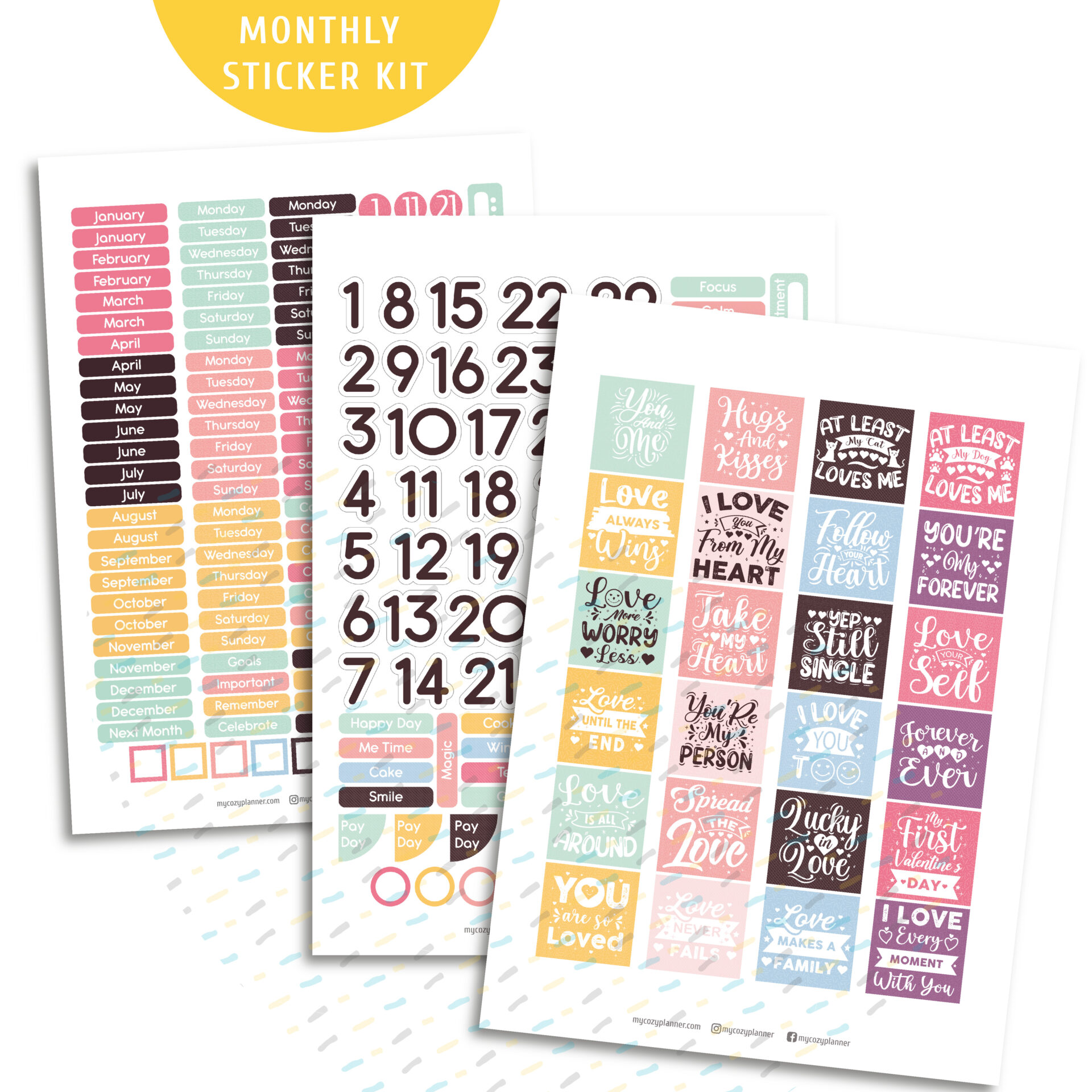 Doodle Love Pack. Planner Printables - MY COZY PLANNER