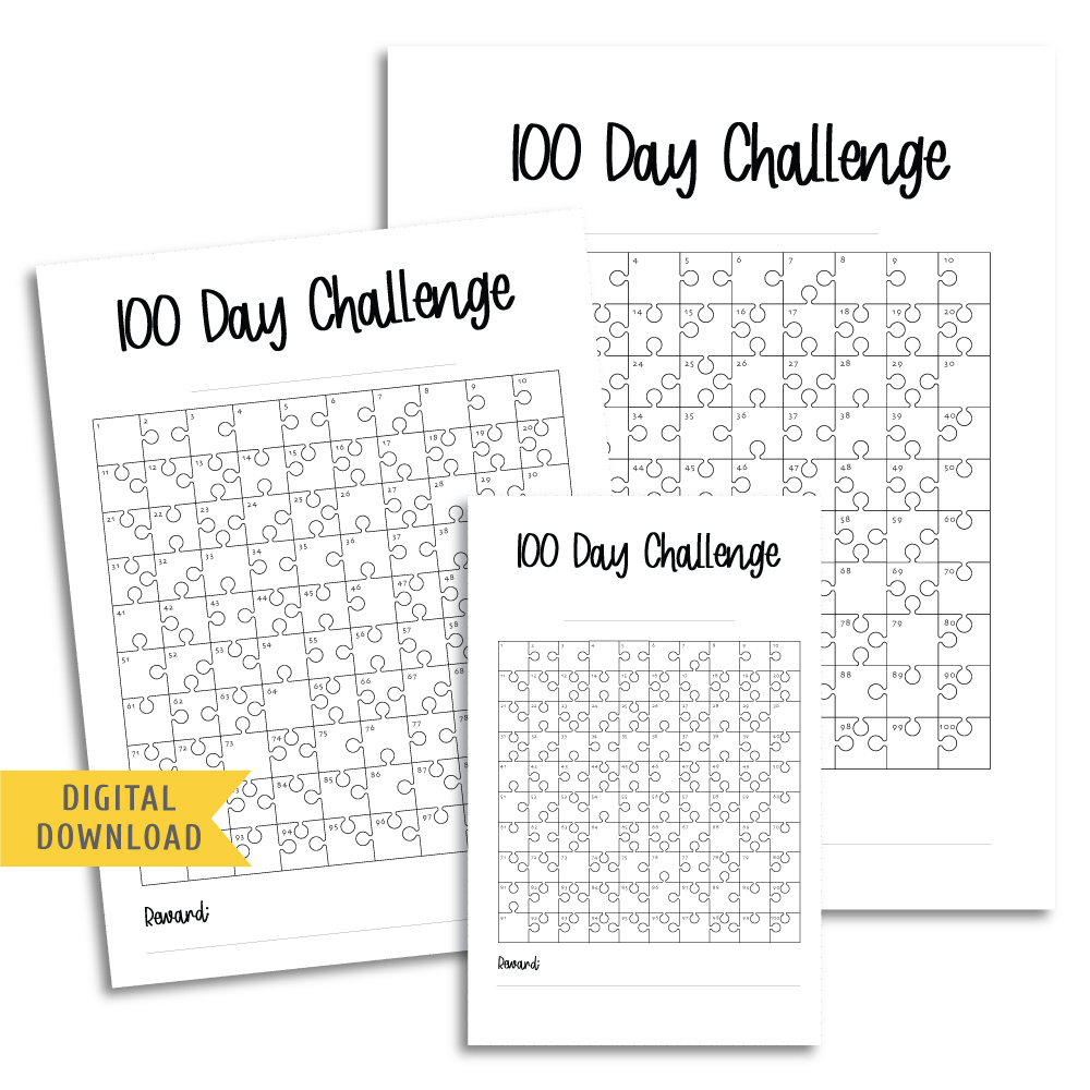 100 Day Challenge Puzzle Template. Free Digital Download. - MY COZY PLANNER