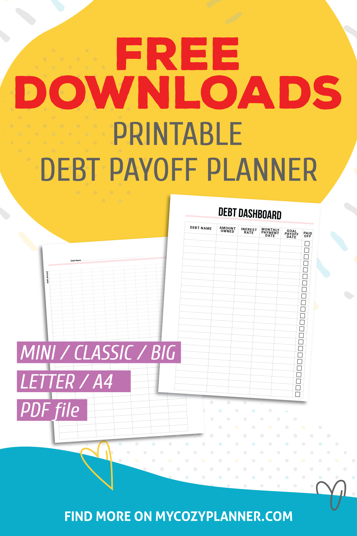 Debt Payoff Planner Template. Free Digital Download. - MY COZY PLANNER