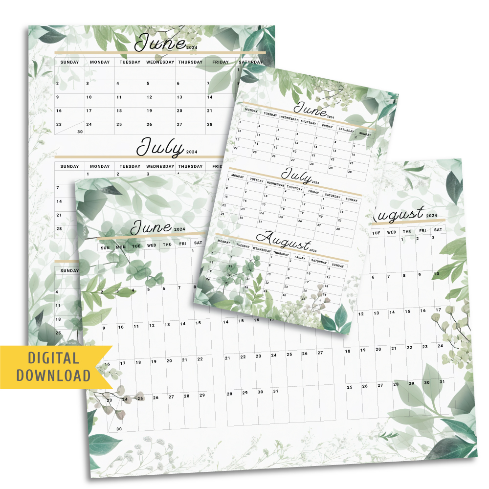 2005 Green Summer Calendar. Free Digital Download. - MY COZY PLANNER