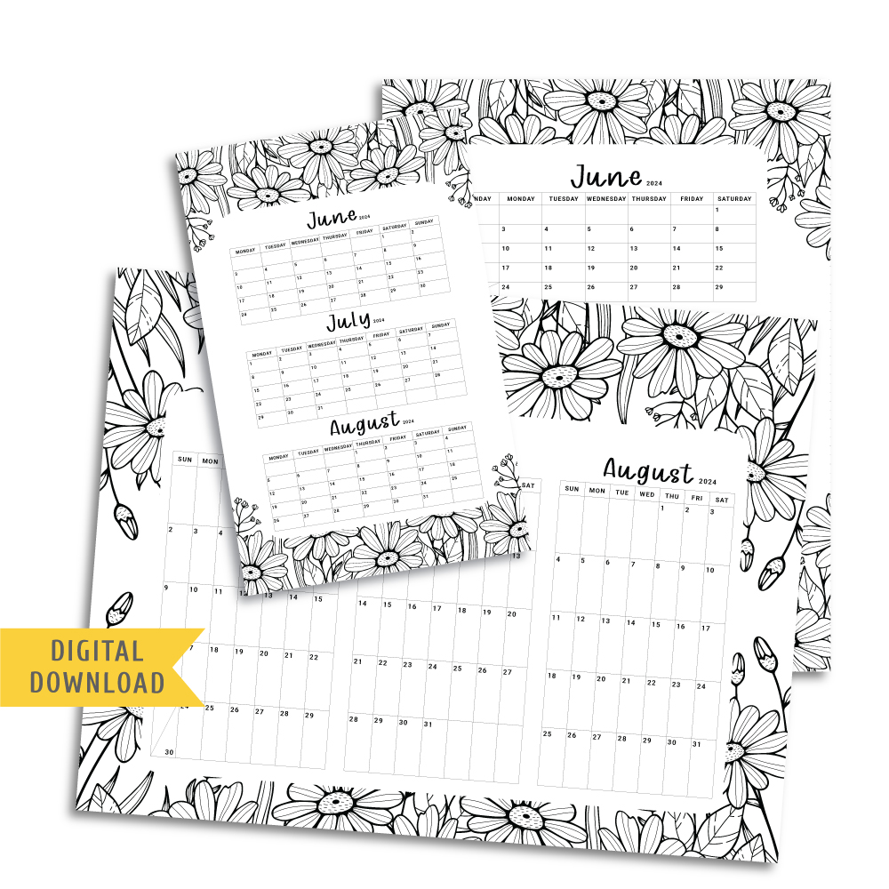 2025 Coloring Page Summer Calendar. Free Digital Download. - MY COZY ...