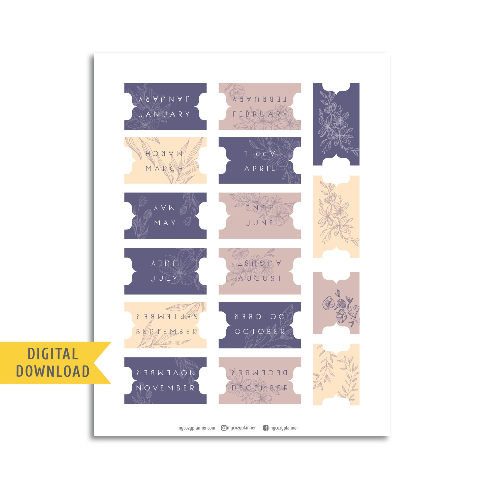 Monthly Planner Tabs. Free Printable Planner Stickers. - MY COZY PLANNER