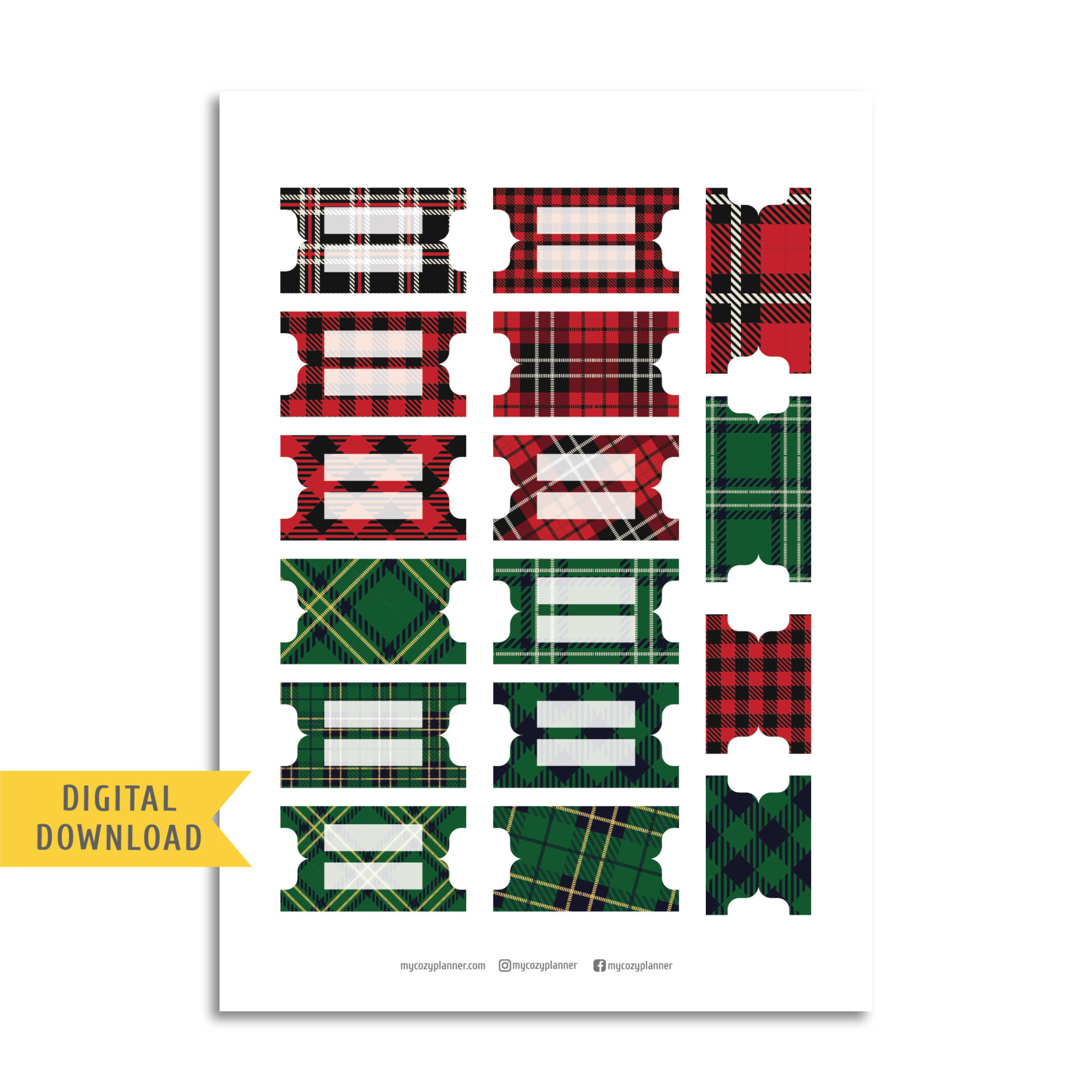 Plaid Planner Tabs. Free Printable Planner Stickers. - MY COZY PLANNER