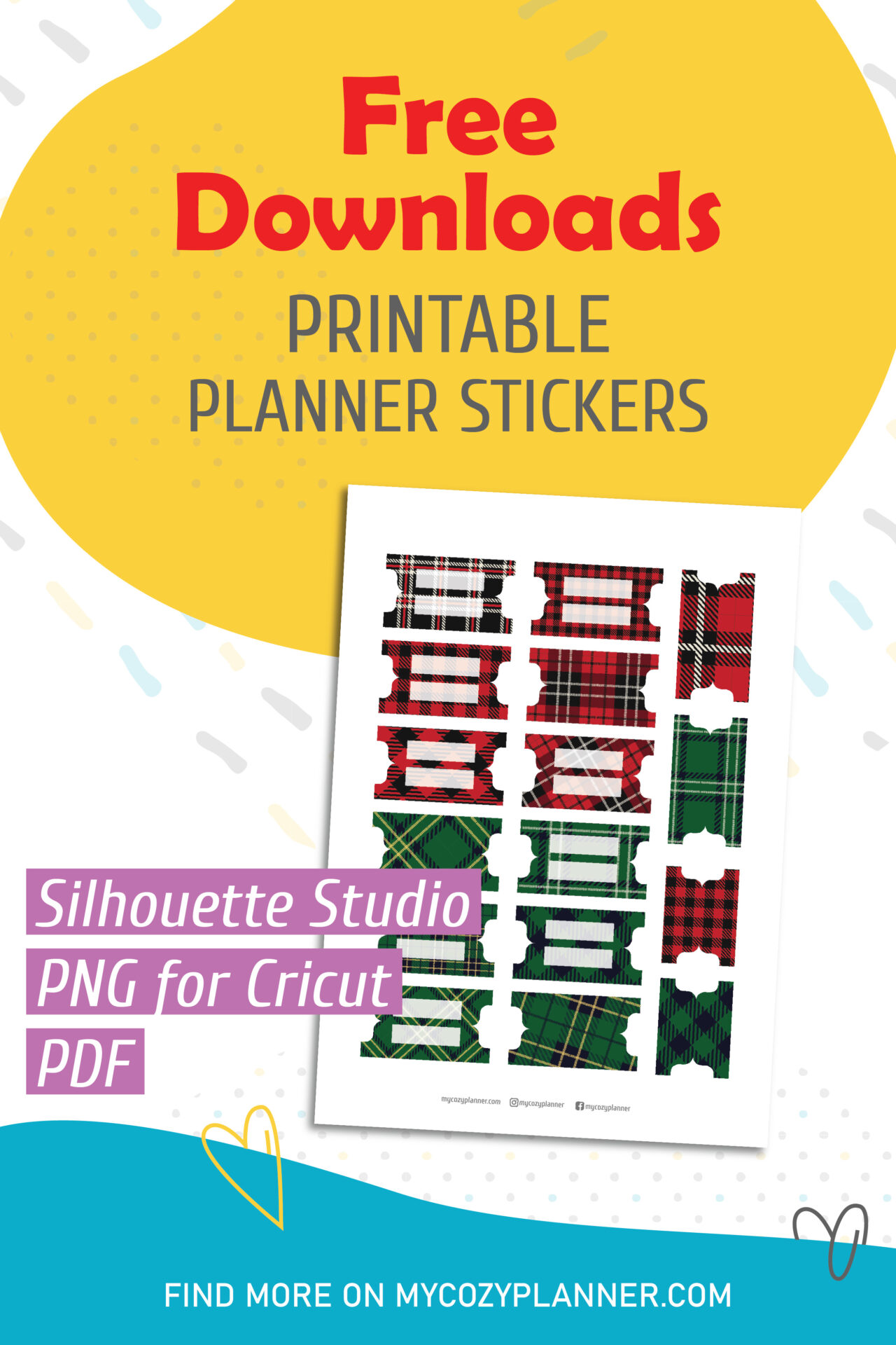 Plaid Planner Tabs. Free Printable Planner Stickers. - MY COZY PLANNER