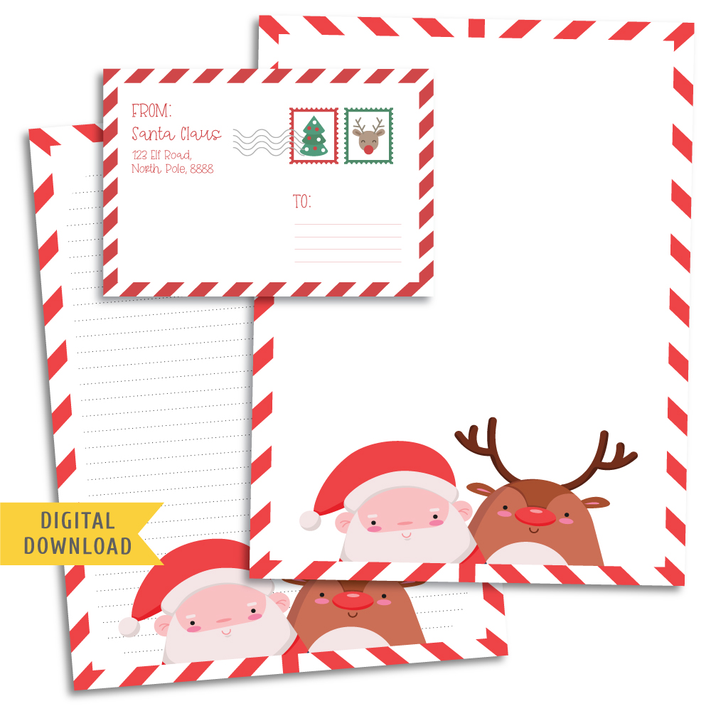 Santa Letter Paper and Envelope. Free Planner Printables. - MY COZY PLANNER